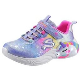 Sneaker Skechers "UNICORN DREAMS-" Gr. 33, blau (blau-kombiniert) Kinder Schuhe mit gepolsterter Innensohle, Freizeitschuh, Halbschuh, Schnürschuh