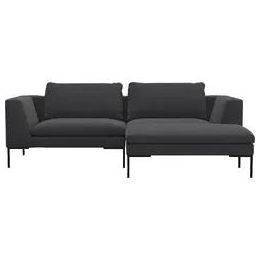 Ecksofa FLEXLUX "Loano, superbequemer Sitzkomfort durch Kaltschaum im Sitz, L-Form" Sofas Gr. B/H/T: 244cm x 86cm x 169cm, Lederoptik, Chaiselongue links, grau (shark grau) modernes Sofa, frei im Raum stellbar, lose Kissen, hoher Fuß