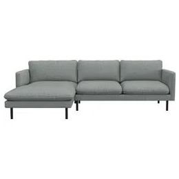 Ecksofa FLEXLUX "Bolzano" Sofas Gr. B/H/T: 261cm x 61cm x 165cm, Bouclé, Chaiselongue links, blau (sky blau) Sitzaufbau mit Kaltschaum & Stahl-Wellen, loose Sitz -& Rückenkissen