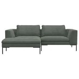 Ecksofa FLEXLUX "Loano, superbequemer Sitzkomfort durch Kaltschaum im Sitz, L-Form" Sofas Gr. B/H/T: 244cm x 86cm x 169cm, Struktur, Chaiselongue rechts, grün (dusty grün) modernes Sofa, frei im Raum stellbar, lose Kissen, hoher Fuß