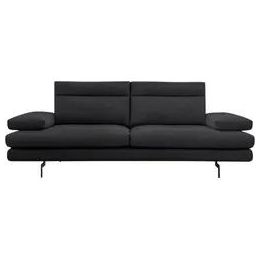 3,5-Sitzer Calia italia "Toby Wing, italienisches Designsofa, super bequem, Megasofa" Sofas Gr. B/H/T: 228cm x 90cm x 113cm, Flachgewebe QUEBEC, mit Sitztiefenverstellung-mit Armlehnenverstellung, schwarz (nero quebec) inkl. Sitztiefenverstellung und Armteilfunktion, Füße in Schwarz matt