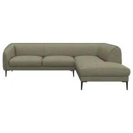 Ecksofa FLEXLUX "Belle Designsofa, L-Form, B/T 268/209 cm" Sofas Gr. B/H/T: 268cm x 74cm x 209cm, Bouclé, lange Ottomane rechts, grün (fall green) Skandinavisches Design, In hochwertiger Verarbeitung