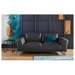 2-Sitzer W.Schillig "montanaa" Sofas Gr. B/H/T: 192cm x 78cm x 94cm, Longlife Xtra-Leder Z59, schwarz (schwarz z59) mit Metallkufen in Silber matt, Breite 192 cm