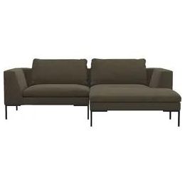 Ecksofa FLEXLUX "Loano, superbequemer Sitzkomfort durch Kaltschaum im Sitz, L-Form" Sofas Gr. B/H/T: 244cm x 86cm x 169cm, Lederoptik, Chaiselongue links, braun (camel braun) modernes Sofa, frei im Raum stellbar, lose Kissen, hoher Fuß