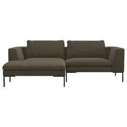 Ecksofa FLEXLUX "Loano, superbequemer Sitzkomfort durch Kaltschaum im Sitz, L-Form" Sofas Gr. B/H/T: 244cm x 86cm x 169cm, Lederoptik, Chaiselongue rechts, braun (camel braun) modernes Sofa, frei im Raum stellbar, lose Kissen, hoher Fuß