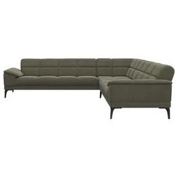 Ecksofa FLEXLUX "Viale L-Form, mit attraktiver und aktueller Rückensteppung" Sofas Gr. B/H/T: 284cm x 241cm x 74cm, Struktur, Schenkel links, grün (moos grün) Ecksofa Sitzaufbau mit hochwertigem Kaltschaum für mehr Sitzkomfort