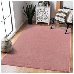 Teppich Carpet City "Friseé-Teppich FANCY900" Teppiche Gr. B: 200cm, 12mm, L: 290cm, rosa (rosé) Kurzflor, Einfarbig, 3D-Optik, Streifen Look