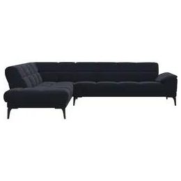 Ecksofa FLEXLUX "Viale L-Form, mit attraktiver und aktueller Rückensteppung" Sofas Gr. B/H/T: 284cm x 218cm x 74cm, Velvet, Schenkel links, blau (royal blau) Ecksofa Sitzaufbau mit hochwertigem Kaltschaum für mehr Sitzkomfort