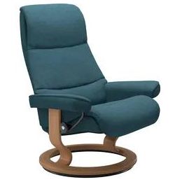 Relaxsessel stressless "View", blau (petrol q2 faron), B:82cm H:108cm T:81cm, Leder BATICK: BATICK ist ein leicht korrigiertes, durchgefärbtes und genarbtes Möbelleder, bei dem die meisten Unebenheiten und Spuren in der Regel entfernt wurden., Leder PALOMA: PALOMA ist ein durchgefärbtes Semianilin-Möbelleder mit natürlicher Narbung., ROHLEDER Stoff Q2 FARON: Ein fester zuverlässiger Bouclu00e9 mit