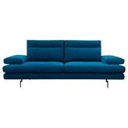 3,5-Sitzer Calia italia "Toby Wing, italienisches Designsofa, super bequem, Megasofa" Sofas Gr. B/H/T: 228cm x 90cm x 113cm, Microfaser MARIO, mit Sitztiefenverstellung-mit Armlehnenverstellung, blau (ottanio mario) inkl. Sitztiefenverstellung und Armteilfunktion, Füße in Schwarz matt