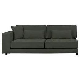 Ecksofa OTTO products "Grenette" Sofas Gr. B/H/T: 204cm x 77cm x 100cm, Struktur (recyceltes Polyester), Armlehne links, Armlehne links, grün (dunkelgrün) frei oder als Teil des Modulsofas, Baumwollmix recycelte Stoffe