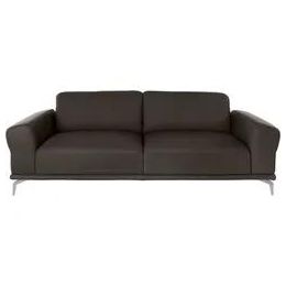 2,5-Sitzer W.Schillig "montanaa" Sofas Gr. B/H/T: 232cm x 78cm x 94cm, Longlife Xtra-Leder Z59, braun (braun z59) mit Metallfüßen in Silber matt, Breite 232 cm