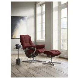 Relaxsessel stressless "Mayfair" Sessel Gr. Microfaser DINAMICA, Cross Base Braun, Relaxfunktion-Drehfunktion-PlusTMSystem-Gleitsystem-BalanceAdaptTM, B/H/T: 83cm x 102cm x 74cm, rot (red dinamica) mit Cross Base, Größe S, M & L, Holzakzent Braun