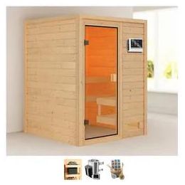 Welltime Sauna "Sandy" Saunen 3,6-kW-Plug & Play Ofen mit ext. Steuerung Gr. Saunaofen, externe Steuerung, 3,6 kW, beige (naturbelassen)