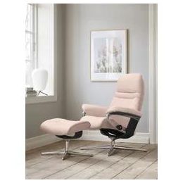 Relaxsessel stressless "Sunrise" Sessel Gr. ROHLEDER Stoff Q2 FARON, Cross Base Schwarz, Relaxfunktion-Drehfunktion-PlusTMSystem-Gleitsystem-BalanceAdaptTM, B/H/T: 79cm x 103cm x 73cm, pink (light q2 faron) mit Hocker, Cross Base, Größe S, M & L, Holzakzent Schwarz