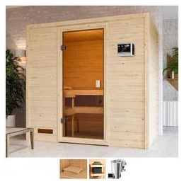 Welltime Sauna "Sunie" Saunen 3,6-kW-Bio-Plug & Play Ofen mit ext. Steuerung Gr. Bio-Kombiofen, externe Steuerung, 3,6 kW, beige (naturbelassen)