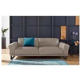 2,5-Sitzer W.Schillig "montanaa" Sofas Gr. B/H/T: 232 cm x 78 cm x 94 cm, Longlife Xtra-Leder Z59, braun (stone z59) mit Metallkufen in Schwarz pulverbeschichtet, Breite 232 cm