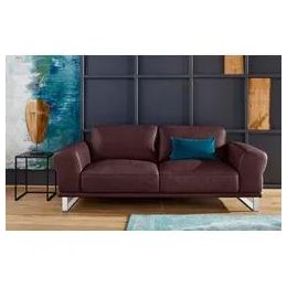 2,5-Sitzer W.Schillig "montanaa" Sofas Gr. B/H/T: 212 cm x 78 cm x 94 cm, Longlife Xtra-Leder Z69, braun (mocca z69) mit Metallkufen in Chrom glänzend, Breite 212 cm