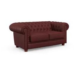 Chesterfield-Sofa Max Winzer "Kent 2-Sitzer, edel und bequem, hochwertige Detailverarbeitung" Sofas Gr. B/H/T: 173cm x 75cm x 101cm, Leder 92100, rot mit aufwendiger Knopfheftung, komfortable Armlehne, Breite 175 cm