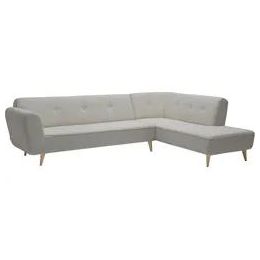 Ecksofa Tom Tailor HOME "New Wave Chic" Sofas Gr. B/H/T: 261 cm x 81 cm x 181 cm, Bouclé SCO, Ottomane rechts, beige (cream sco 19) Breite 261 cm, Tiefe 181 cm