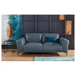 2-Sitzer W.Schillig "montanaa" Sofas Gr. B/H/T: 192cm x 78cm x 94cm, Longlife Xtra-Leder Z69, blau (blau z69) mit Metallfüßen in Schwarz pulverbeschichtet, Breite 192 cm