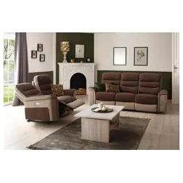 2-Sitzer Home Affaire "Maldini" Sofas Gr. B/H/T: 166cm x 98cm x 90cm, Webstoff, braun (braun, sand) elektrischer Relaxfunktion und USB-Anschluss, Breite 166 cm