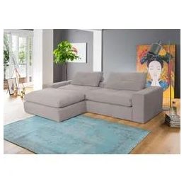 Ecksofa Alina "Sandy" Sofas Gr. B/H/T: 296 cm x 84 cm x 180 cm, Chenille EQE, Recamiere links, grau (hellgrau eqe 29) mit losen Sitz- und Rückenkissen