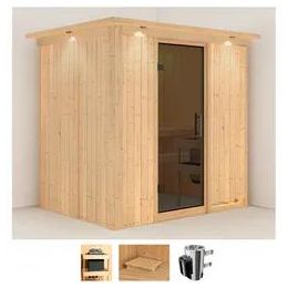 Karibu Sauna "Finja" Saunen 3,6-kW-Plug & Play Ofen mit integrierter Steuerung Gr. Saunaofen, integrierte Steuerung, 3,6 kW, beige (naturbelassen)