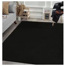 Teppich MERINOS "Montana", schwarz, B:200cm H:20mm L:290cm, Kunstfaser, Teppiche, Kurzflor, Uni-Farben, besonders weich