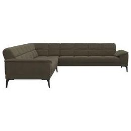 Ecksofa FLEXLUX "Viale L-Form, mit attraktiver und aktueller Rückensteppung" Sofas Gr. B/H/T: 284cm x 241cm x 74cm, Lederoptik, Schenkel rechts, braun (camel braun) Ecksofa Sitzaufbau mit hochwertigem Kaltschaum für mehr Sitzkomfort