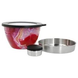 S'well Salatschüssel S'WELL "S'well Calacatta Gold Salad Bowl Kit, 1.9L" Schüsseln Gr. B/H: 21cm x 12cm, rosa (rose agate) Therma-S'well-Technologie mit vakuumisolierten Außenschale