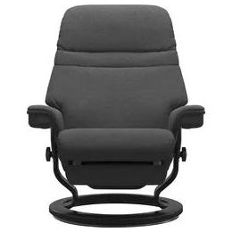 Relaxsessel stressless "Sunrise" Sessel Gr. ROHLEDER Stoff Q2 FARON, PowerTM Leg & Back-ohne Akku-Classic Base Schwarz, Relaxfunktion-Drehfunktion-Integrierte Fußstütze-PlusTMSystem, B/H/T: 79cm x 103cm x 78cm, grau (dark grey q2 faron) elektrisch verstellbar, optional 2-motorisch, Größe M & L