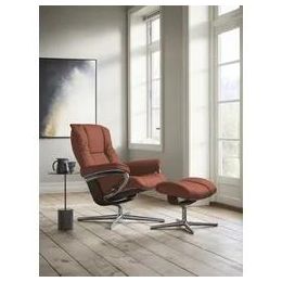 Relaxsessel stressless "Mayfair" Sessel Gr. Leder PALOMA, Cross Base Braun, Relaxfunktion-Drehfunktion-PlusTMSystem-Gleitsystem-BalanceAdaptTM, B/H/T: 79cm x 102cm x 73cm, rot (henna paloma) mit Cross Base, Größe S, M & L, Holzakzent Braun