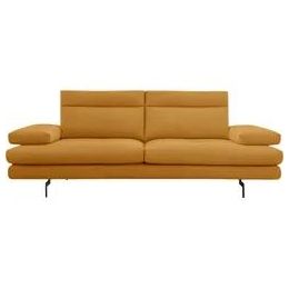 3,5-Sitzer Calia italia "Toby Wing, italienisches Designsofa, super bequem, Megasofa" Sofas Gr. B/H/T: 228cm x 90cm x 113cm, Leder BULL, mit Sitztiefenverstellung-mit Armlehnenverstellung, orange (senape bull) inkl. Sitztiefenverstellung und Armteilfunktion, Füße in Schwarz matt