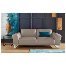 2,5-Sitzer W.Schillig "montanaa" Sofas Gr. B/H/T: 212 cm x 78 cm x 94 cm, Longlife Xtra-Leder Z59, braun (stone z59) mit Metallkufen in Chrom glänzend, Breite 212 cm