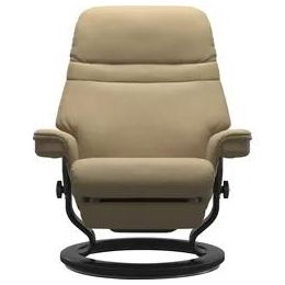 Relaxsessel stressless "Sunrise" Sessel Gr. Leder PALOMA, PowerTM Leg & Back-mit Akku-Classic Base Schwarz, Relaxfunktion-Drehfunktion-Integrierte Fußstütze-PlusTMSystem, B/H/T: 79cm x 103cm x 78cm, beige (sand paloma) elektrisch verstellbar, optional 2-motorisch, Größe M & L