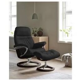 Relaxsessel stressless "Sunrise", schwarz (schwarz paloma), B:79cm H:103cm T:73cm, Leder BATICK: BATICK ist ein leicht korrigiertes, durchgefärbtes und genarbtes Möbelleder, bei dem die meisten Unebenheiten und Spuren in der Regel entfernt wurden., Leder PALOMA: PALOMA ist ein durchgefärbtes Semianilin-Möbelleder mit natürlicher Narbung., ROHLEDER Stoff Q2 FARON: Ein fester zuverlässiger Bouclu00e