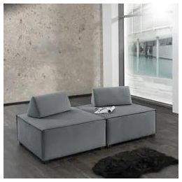 Wohnlandschaft Max Winzer "MOVE" Sofas Gr. B/H/T: 180cm x 70cm x 90cm, Flachgewebe 16525, grau Sofa-Set 10 aus 2 Hockern, inklusive Kissenaufsätze, kombinierbar