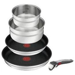 Pfannen-Set Tefal "Jamie Oliver Ingenio G6", silber (silberfarben), Ø:28cm, Pfannen, Thermo-Signal, sichere Antihaftversiegelung, alle Herdarten, Induktion