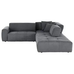 Ecksofa 3C Candy "Yoshy L-Form" Sofas Gr. B/H/T: 285cm x 74cm x 268cm, Flachgewebe, langer Schenkel rechts, grau (anthrazit) Zwei verschiedene Sitztiefen durch verstellbare Rückenlehne