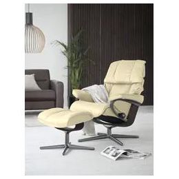 Relaxsessel stressless "Reno" Sessel Gr. Leder PALOMA, Cross Base Wenge-L, Relaxfunktion-Drehfunktion-PlusTMSystem-Gleitsystem-BalanceAdaptTM, B/H/T: 92cm x 100cm x 80cm, beige (vanilla paloma) mit Cross Base, Größe S, M & L, Holzakzent Wenge