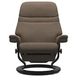 Relaxsessel stressless "Sunrise" Sessel Gr. ROHLEDER Stoff Q2 FARON, PowerTM Leg & Back-mit Akku-Classic Base Schwarz, Relaxfunktion-Drehfunktion-Integrierte Fußstütze-PlusTMSystem, B/H/T: 88cm x 103cm x 78cm, braun (dark beige q2 faron) elektrisch verstellbar, optional 2-motorisch, Größe M & L