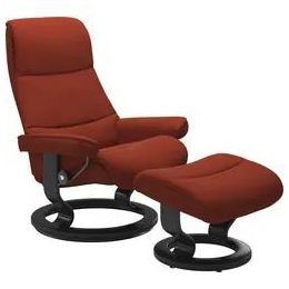 Relaxsessel stressless "View" Sessel Gr. ROHLEDER Stoff Q2 FARON, Cross Base Schwarz, Relaxfunktion-Drehfunktion-PlusTMSystem-Gleitsystem, B/H/T: 82cm x 108cm x 81cm, rot (rust q2 faron) mit Classic Base, Größe M,Gestell Schwarz