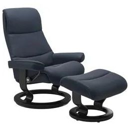 Relaxsessel stressless "View" Sessel Gr. Leder PALOMA, Cross Base Schwarz, Relaxfunktion-Drehfunktion-PlusTMSystem-Gleitsystem, B/H/T: 82cm x 108cm x 81cm, blau (oxford paloma) mit Classic Base, Größe M,Gestell Schwarz