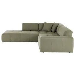 Ecksofa 3C Candy "Yoshy L-Form" Sofas Gr. B/H/T: 285cm x 74cm x 268cm, Easy care, langer Schenkel links, grün (oliv) Zwei verschiedene Sitztiefen durch verstellbare Rückenlehne