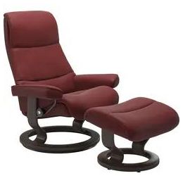 Relaxsessel stressless "View" Sessel Gr. Leder PALOMA, Cross Base Wenge, Relaxfunktion-Drehfunktion-PlusTMSystem-Gleitsystem, B/H/T: 82cm x 108cm x 81cm, rot (cherry paloma) mit Classic Base, Größe M,Gestell Wenge