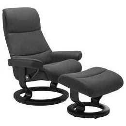 Relaxsessel stressless "View" Sessel Gr. Leder PALOMA, Cross Base Schwarz, Relaxfunktion-Drehfunktion-PlusTMSystem-Gleitsystem, B/H/T: 82cm x 108cm x 81cm, grau (rock paloma) mit Classic Base, Größe M,Gestell Schwarz