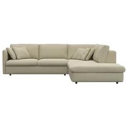 Ecksofa FLEXLUX "Lovane" Sofas Gr. B/H/T: 295cm x 84cm x 272cm, Chenille, lange Ottomane rechts, beige (sandy beige) Weich & anschmiegsam, große Sitztiefe auf Kaltschaum, Dekokissen inkl.