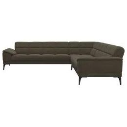 Ecksofa FLEXLUX "Viale L-Form, mit attraktiver und aktueller Rückensteppung" Sofas Gr. B/H/T: 284cm x 241cm x 74cm, Lederoptik, Schenkel links, braun (camel braun) Ecksofa Sitzaufbau mit hochwertigem Kaltschaum für mehr Sitzkomfort