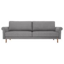 3-Sitzer CREATION BY ROLF BENZ "CR.450, Designsofa, Loungesofa" Sofas Gr. B/H/T: 208cm x 85cm x 95cm, Chenille COCO, grau (lichtgrau, schwarzgrau 044, 34) modern Landhaus, Breite 208 cm, Füße in Nussbaum